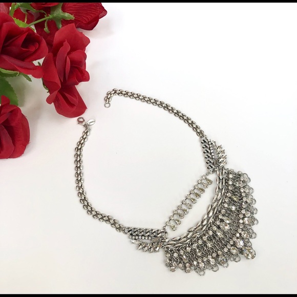Express | Jewelry | Express Silver Ornate Rhinestone Necklace | Poshmark